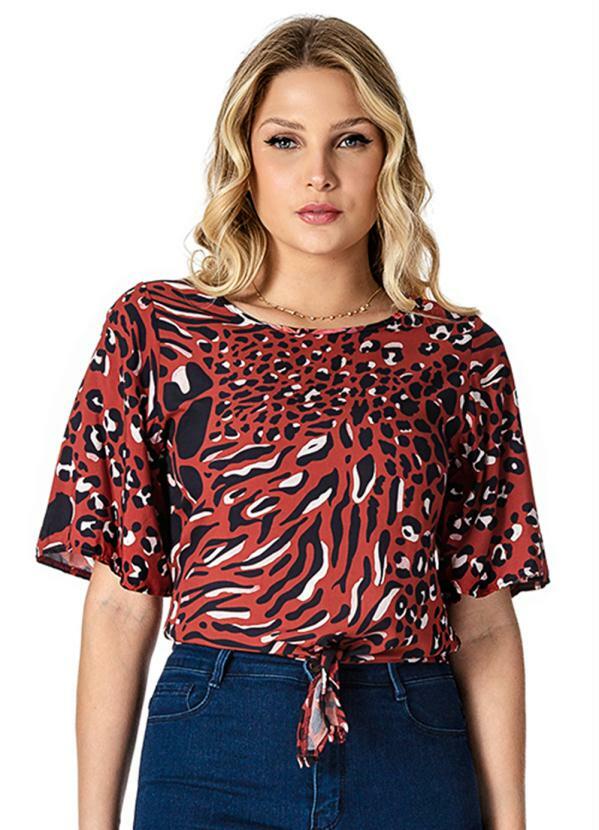 Blusa Feminina Estampada Infinita Cor Vermelho - Rovitex