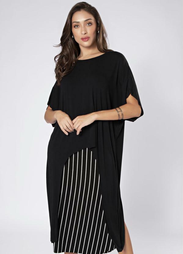 Blusa Assimétrica Pontas Laterais Preto - Preview