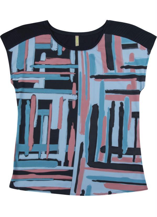 Blusa com Decote Redondo e Estampa Preto - Cativa