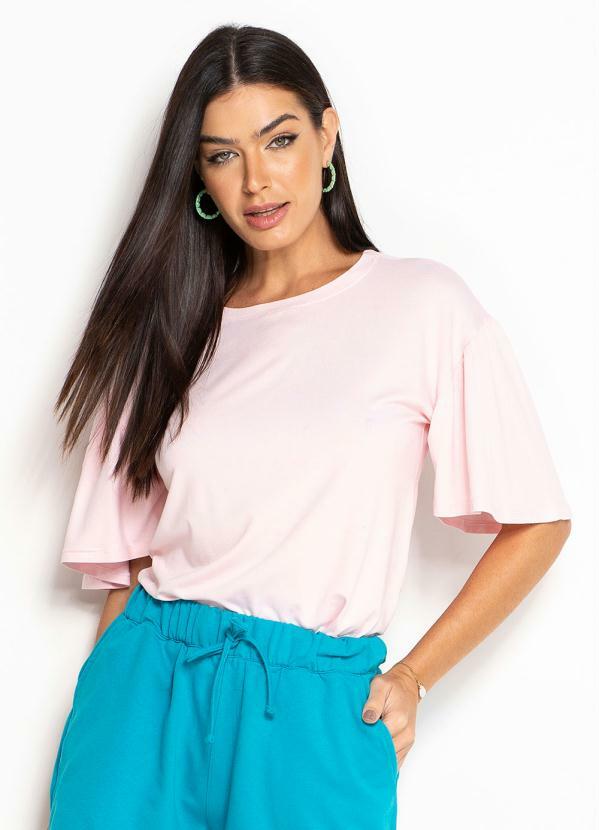 Blusa Decote Redondo Rosa Claro - Bonprix
