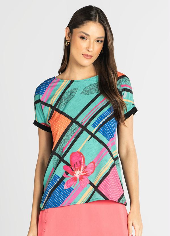 Blusa Estampada de Viscose Verde - Miss Peck