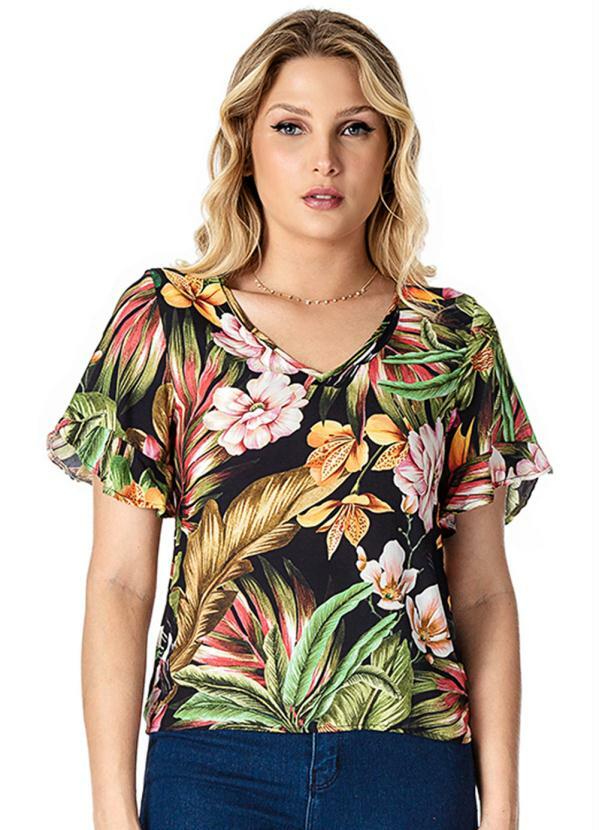 Blusa Feminina Estampada Infinita Cor Preto - Rovitex