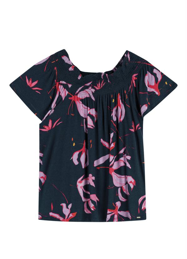 Blusa Ombro a Ombro Floral Azul - Marialicia