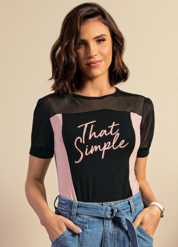 Blusa Preta Com Detalhe Em Leve Transparência Quintess