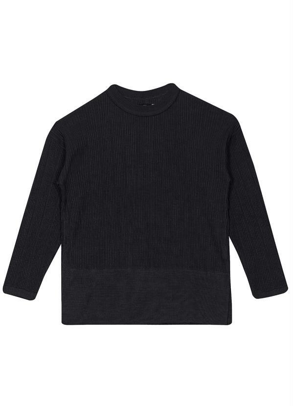 Blusa de Tricô Canelado Preto - Malwee