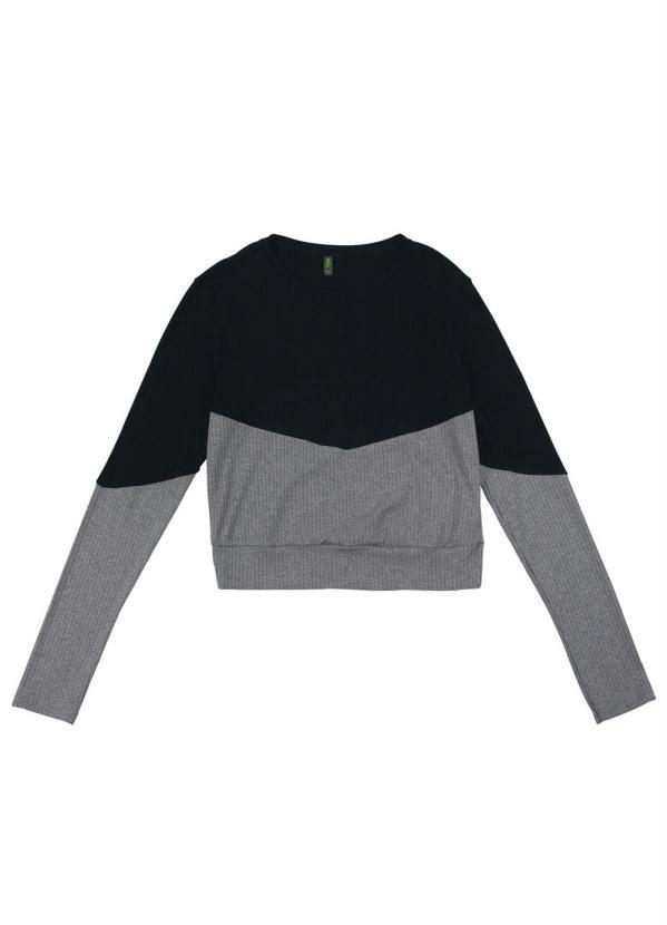 Blusa Manga Longa Com Decote Redondo Preto Cativa blusa-manga-longa-com-decote-redondo-preto-cativa