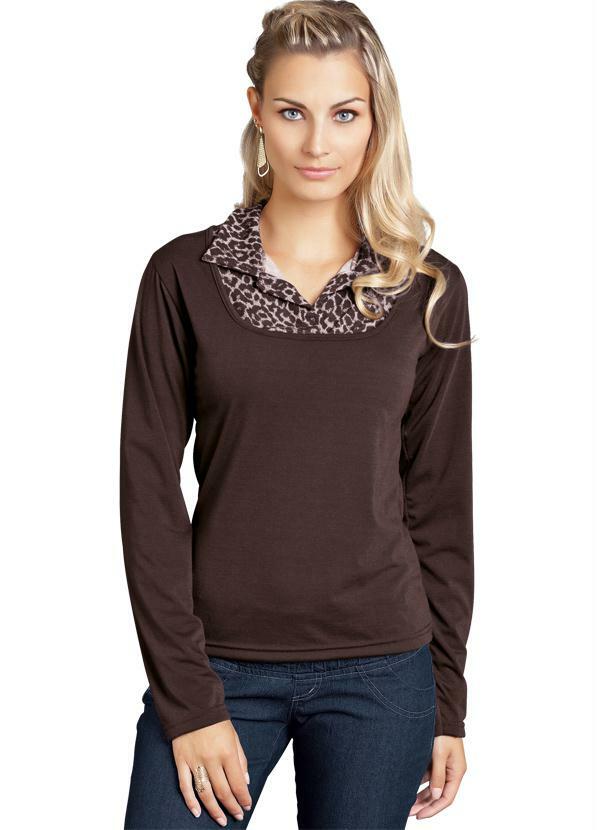 Blusa Marrom Manga Longa - Outlet
