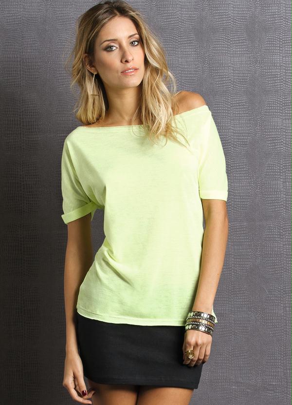 Blusa Amarelo Neon com Decote Canoa - Quintess
