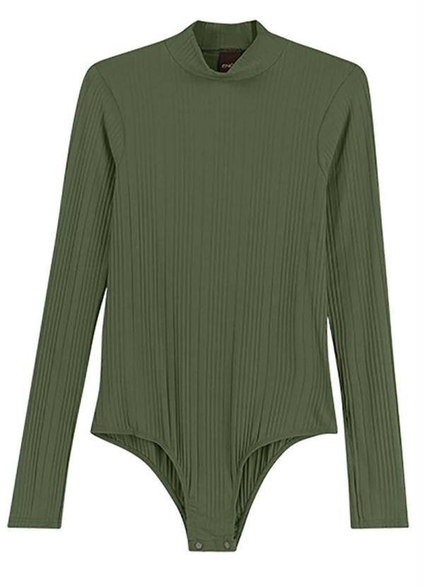 Body Verde Canelado e Viscose - Enfim