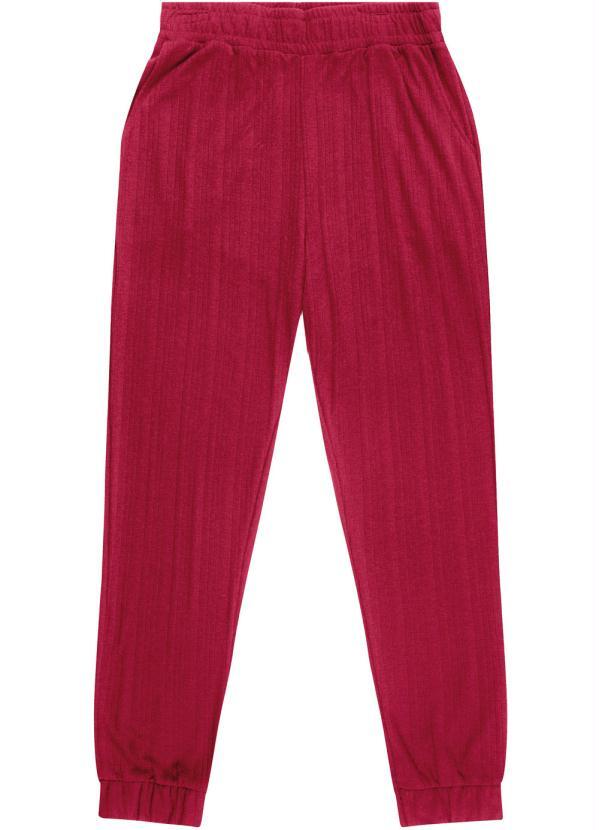 Calça Canelada Feminina Adulto Vermelho Habana