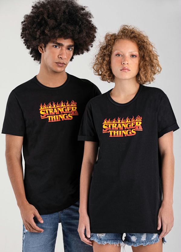 Camiseta Preta Stranger Things Slim - Enfim