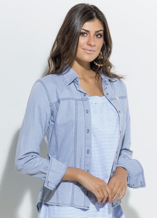 Camisa Mullet com Botões Jeans Quintess - Quintess
