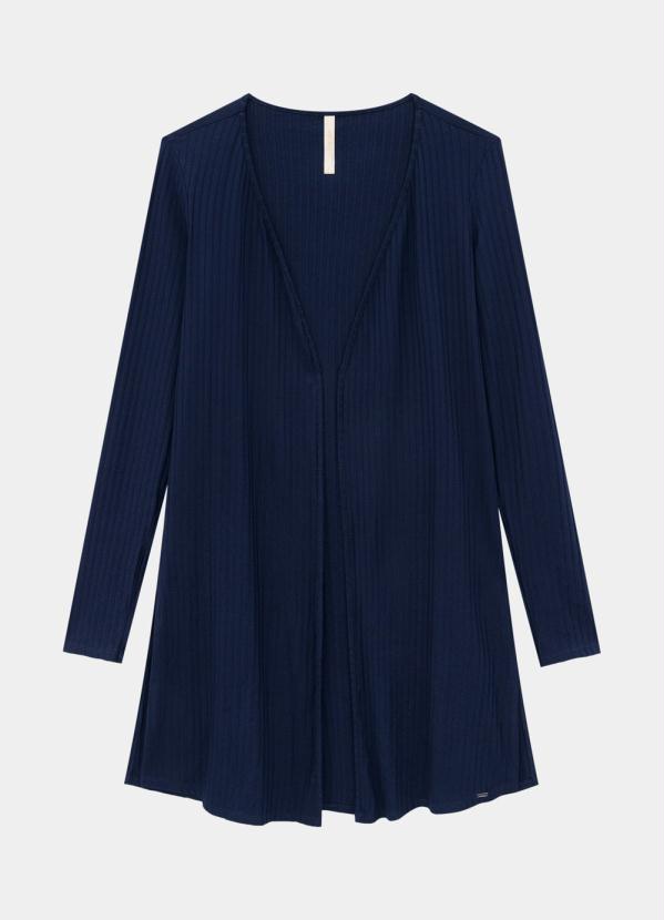 Cardigan Malha Canelado Azul - Lunender Feminino