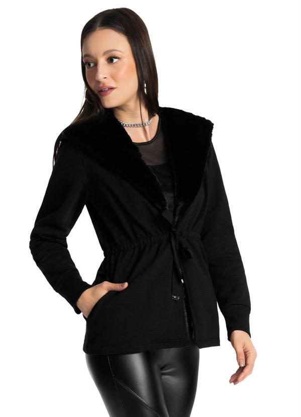 Parka Feminina com Capuz Preto - Rovitex