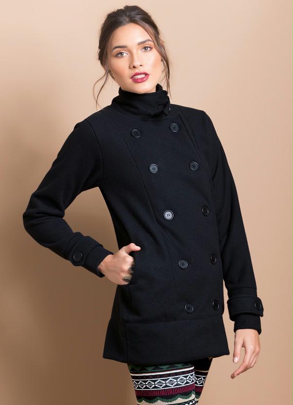 Sobretudo Gola Alta Preto - Quintess