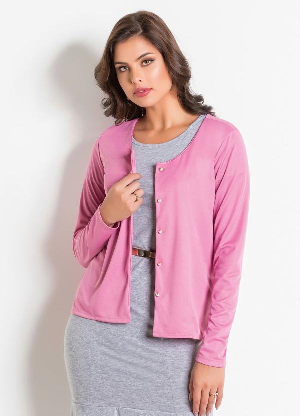 Casaco Rosa Antigo com Botões em Pérola - Queima de Estoque