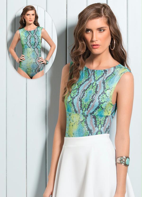 Body Decote Costas Animal Print - Quintess