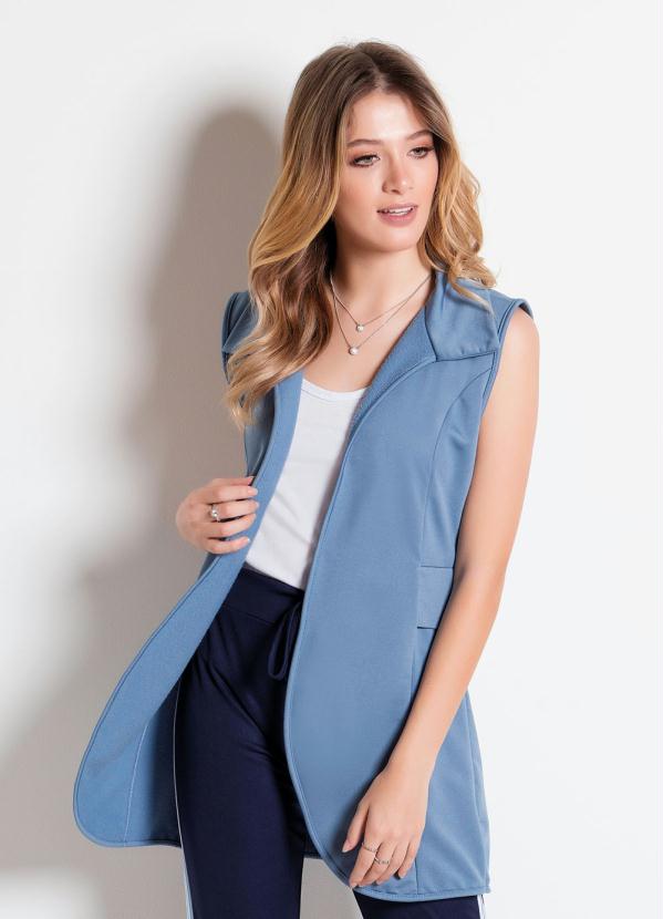 Colete Azul Serenity com Recortes - Queima de Estoque