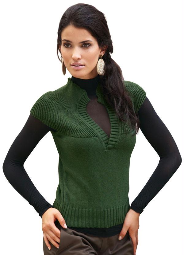 Colete Verde Musgo em Lã Acrílica - Quintess