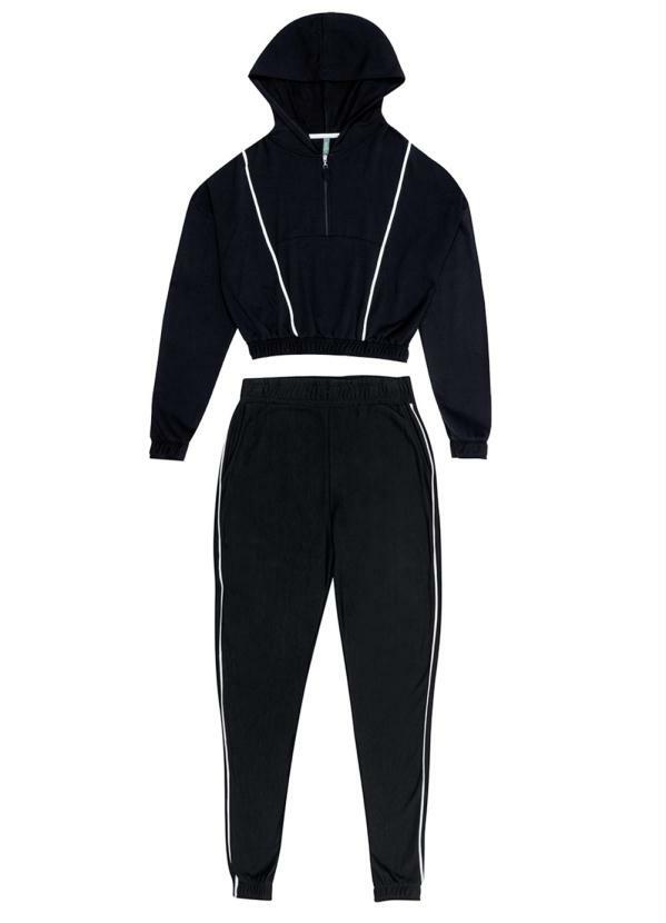 Conjunto de Moletom Feminino Preto - Cativa