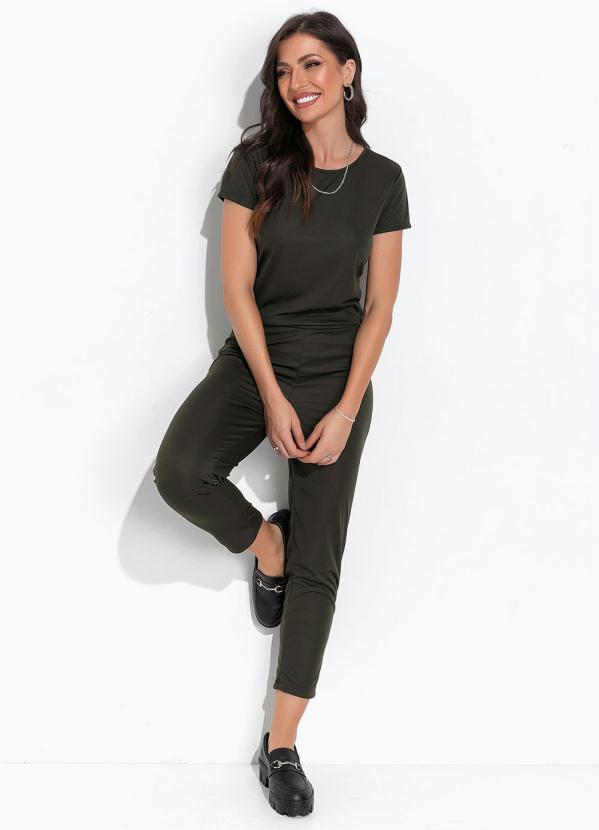 Conjunto Verde Militar em Malha - Moda Pop