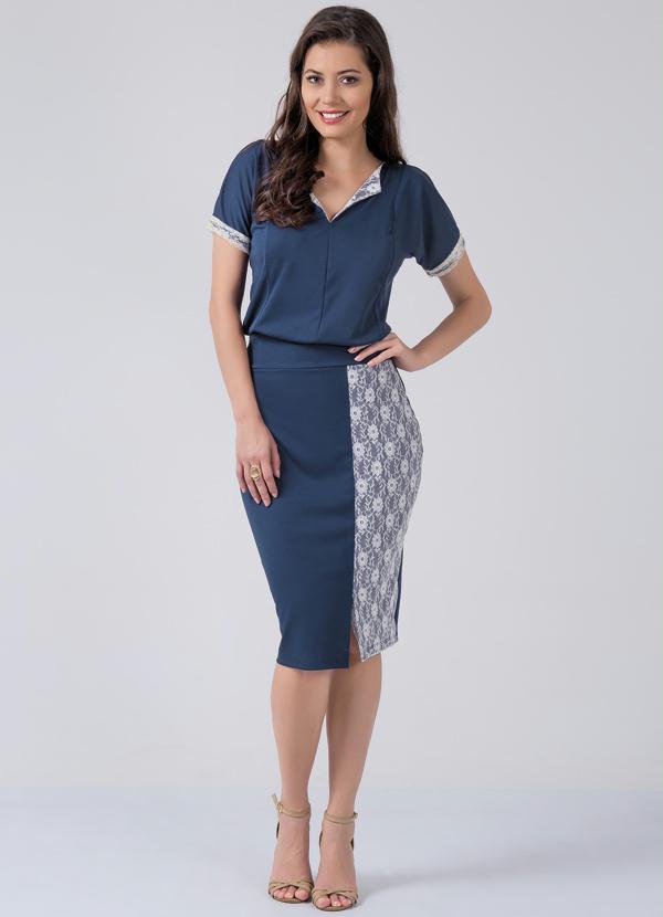 Conjunto Detalhes em Renda Marinho - Queima de Estoque