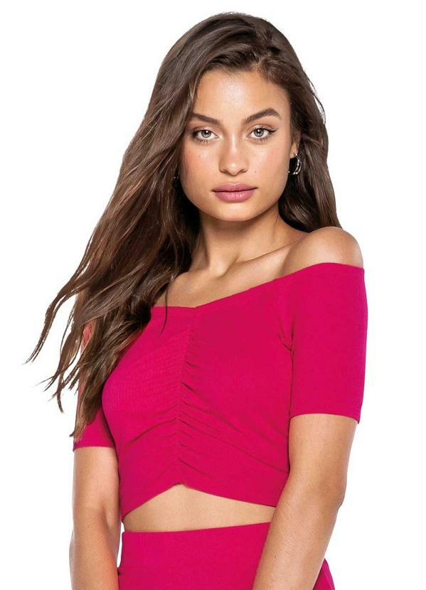 Blusa Rosa Escuro Ciganinha Cropped Enfim