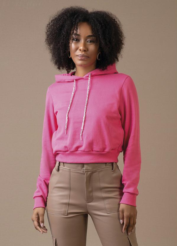 Blusão Feminino de Moletom Rosa - Habana