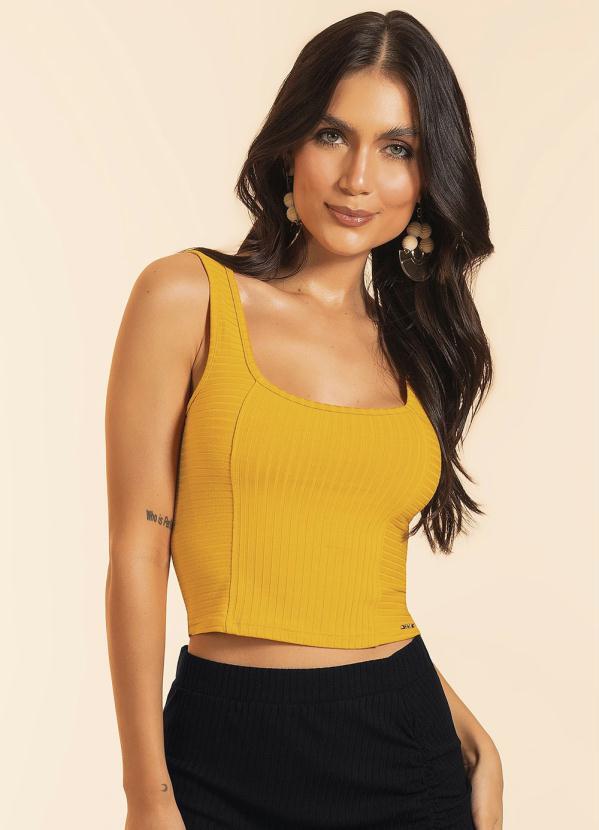 Blusa Feminina em Tecido Canelado Amarelo - Cativa