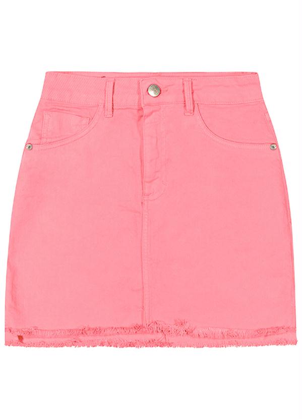 Saia Rosa em Sarja com Cintura Alta - Enfim