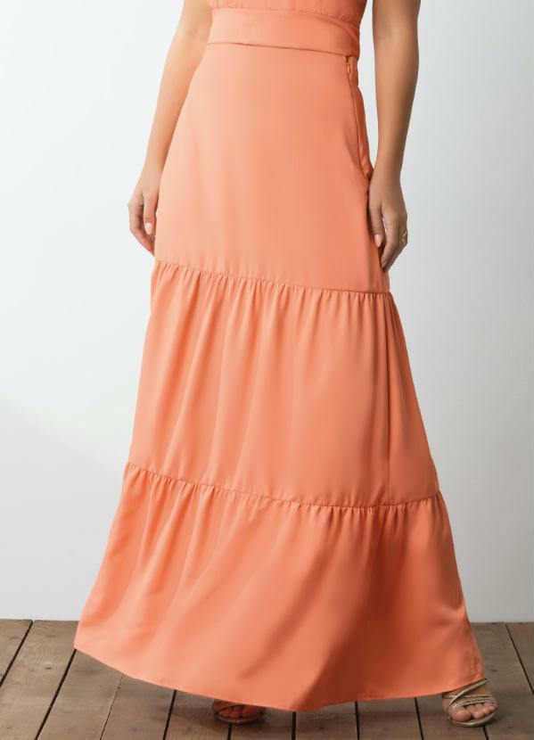 Saia Coral Cintura Alta com Camadas - Quintess