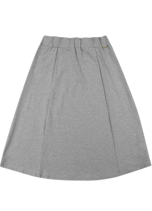 Saia Feminina Midi em Malha Poá Cinza - Cativa