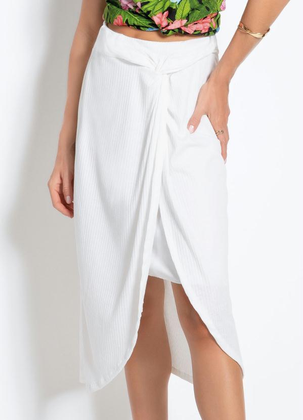 Saia Off White com Torção na Cintura - Queima de Estoque