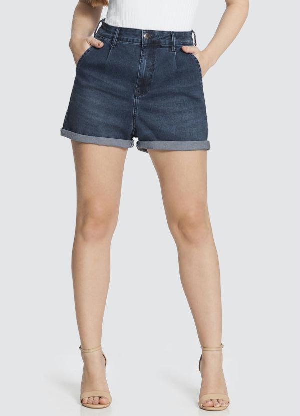 Shorts Jeans Com Elastano Azul Lunender Feminino