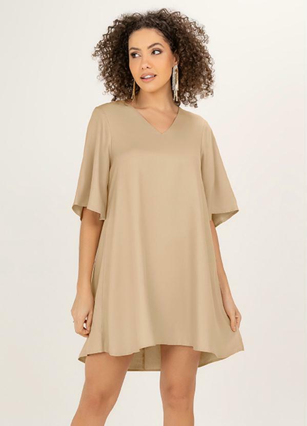Vestido Curto Viscose Bege - Angel
