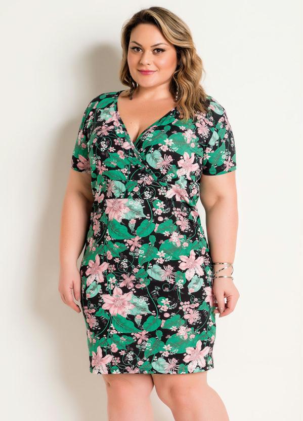 Vestido Floral Transpassado Plus Size Marguerite