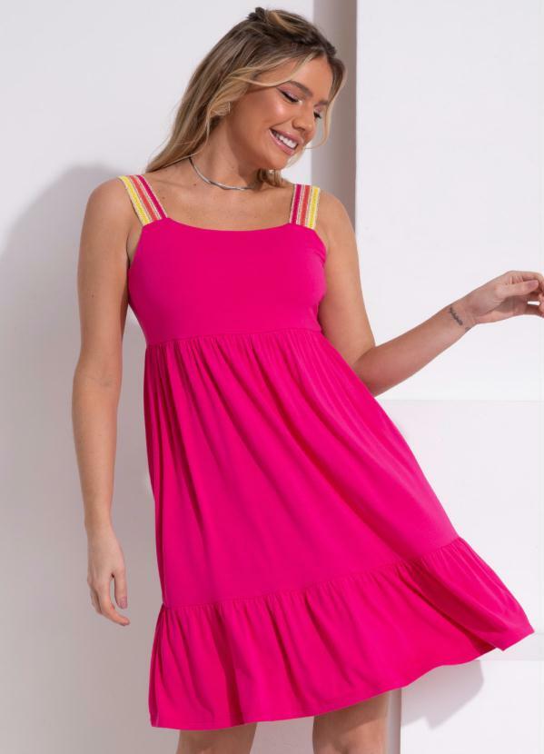 Vestido Rosa com Alças em Passamanaria - Quintess