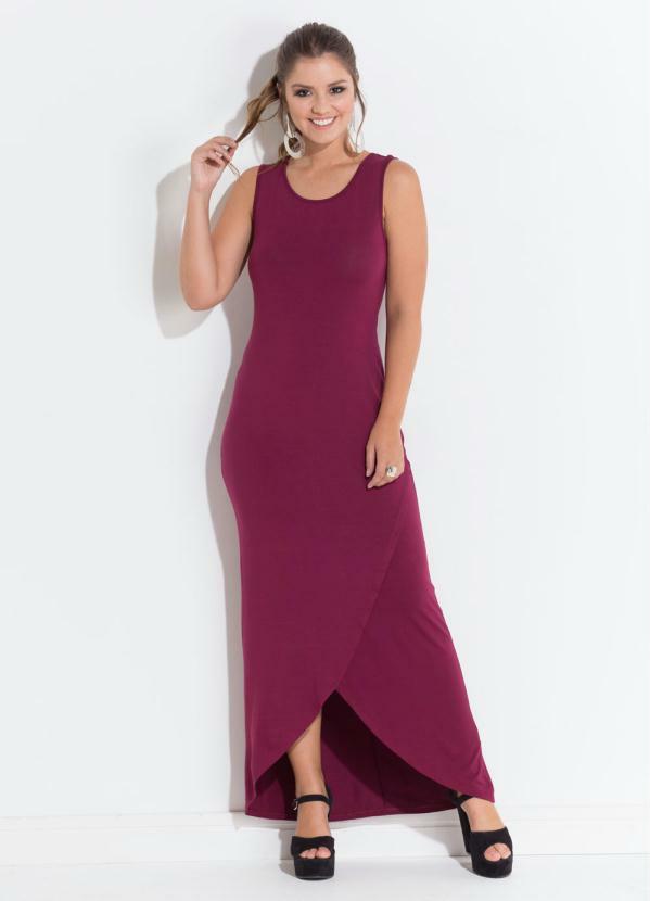 Vestido Quintess Bordô com Transpasse Frontal - Quintess