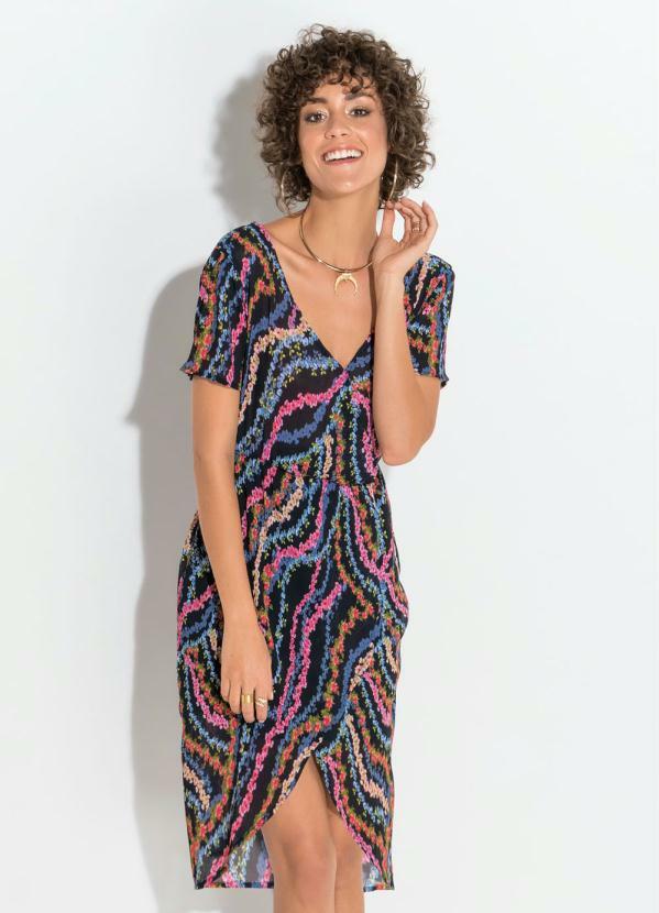 Vestido Quintess Floral com Transpasse Frontal - Quintess