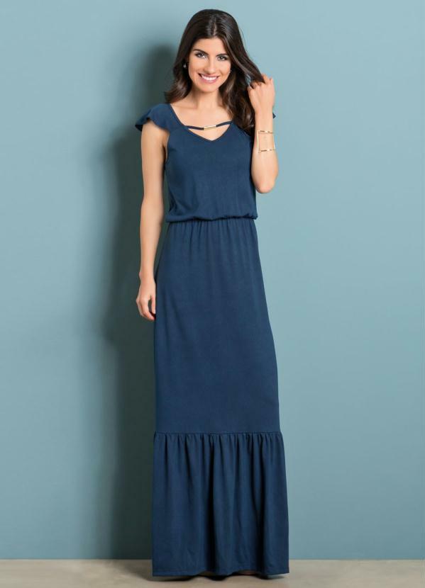 Vestido Marinho Moda Evangélica com Tira - Rosalie