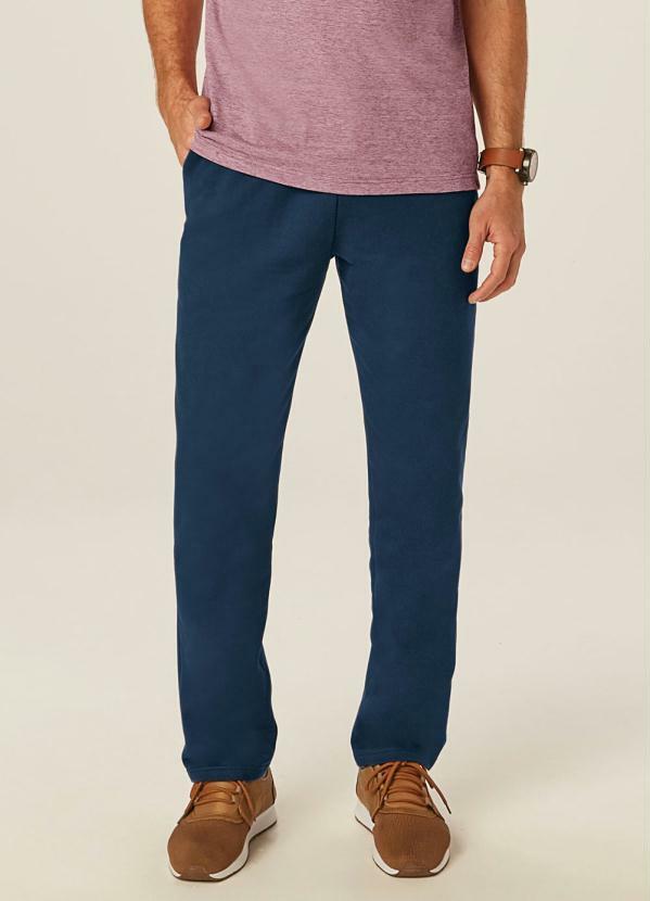 Calça Azul Marinho Tradicional em Moletom - Malwee