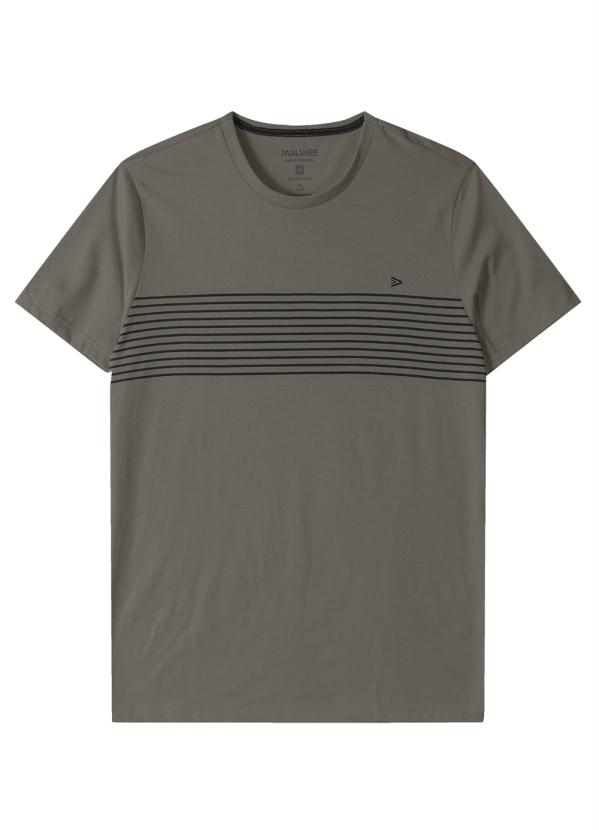 Malwee - Camiseta Tradicional com Listras (Cinza)