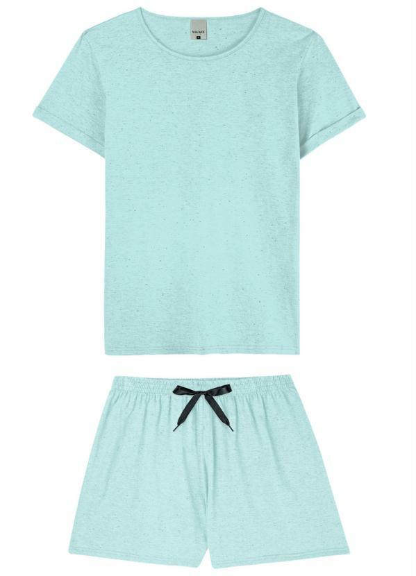 Pijama Azul Claro Feminino Malha Botonê - Malwee