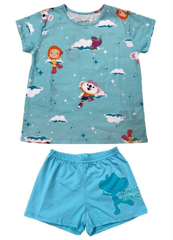 Pijama Curto Brilha No Escuro Feminino Azul Lilica Ripilica