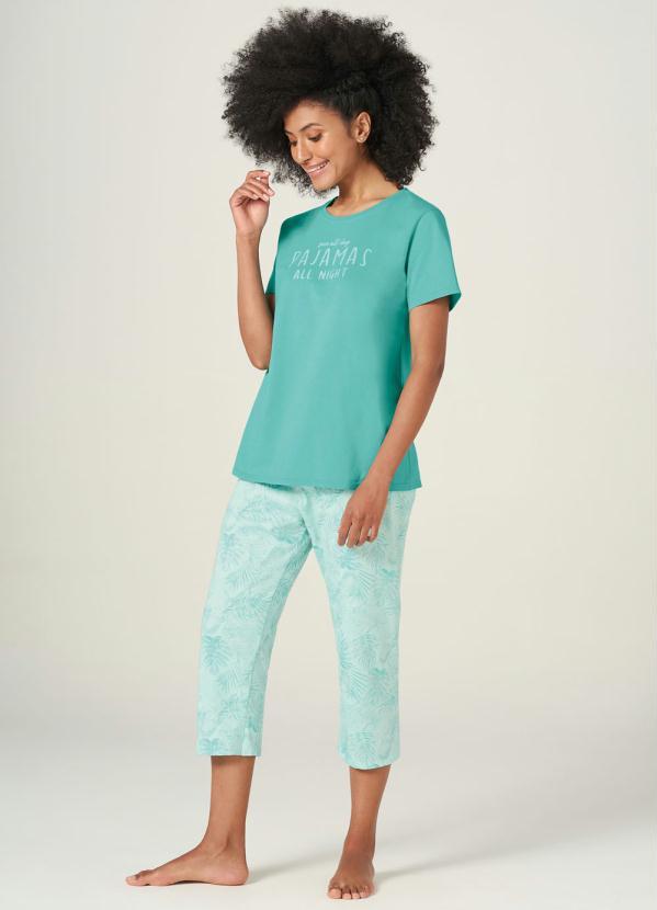 Pijama Azul Turquesa All Night Tropical - Malwee