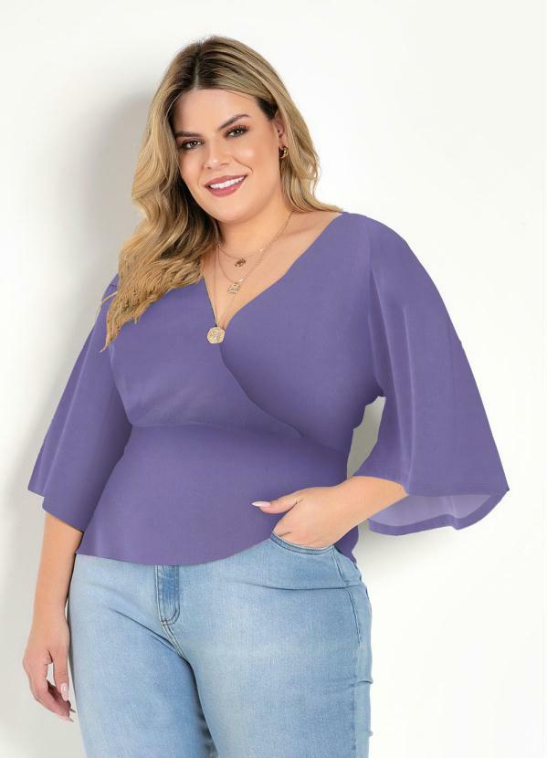 Blusa Roxa com Transpasse Plus Size - Marguerite