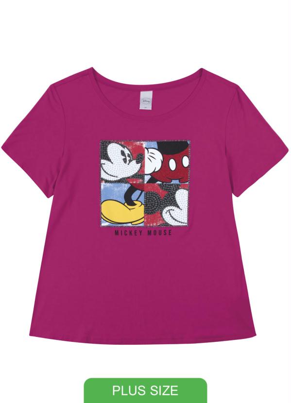 Blusa Manga Curta em Viscose Rosa - Disney by Cativa