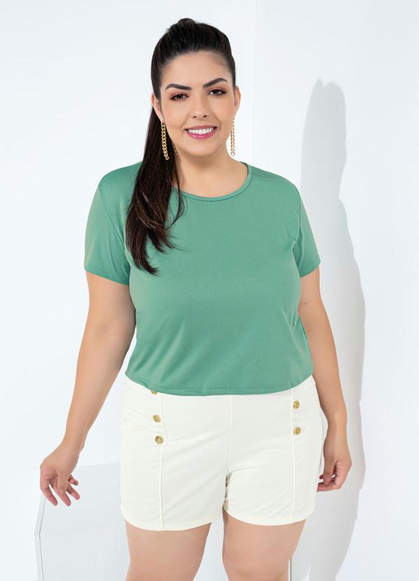Blusa Verde Com Mangas Curtas Plus Size Marguerite