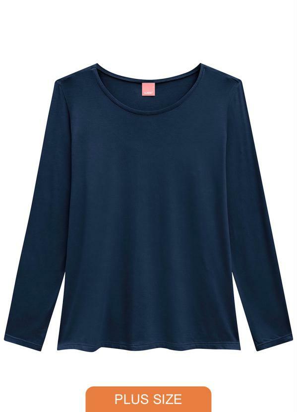 Blusa Azul Lisa Manga Longa - Malwee