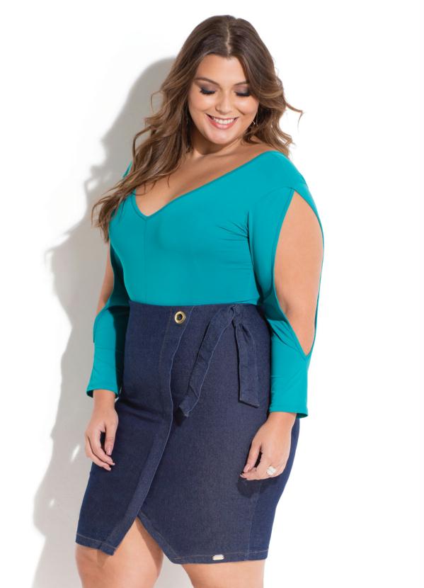 Body Verde com Abertura nas Mangas Quintess - Quintess